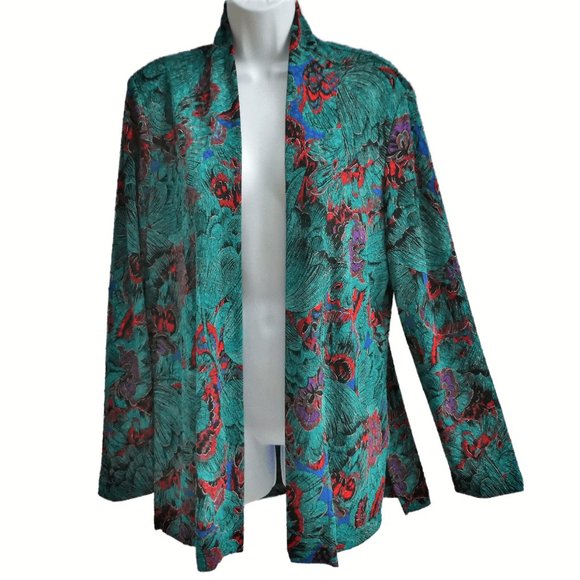 Vintage | Sweaters | Vintage Peacock Cardigan Open Front Side Vents ...